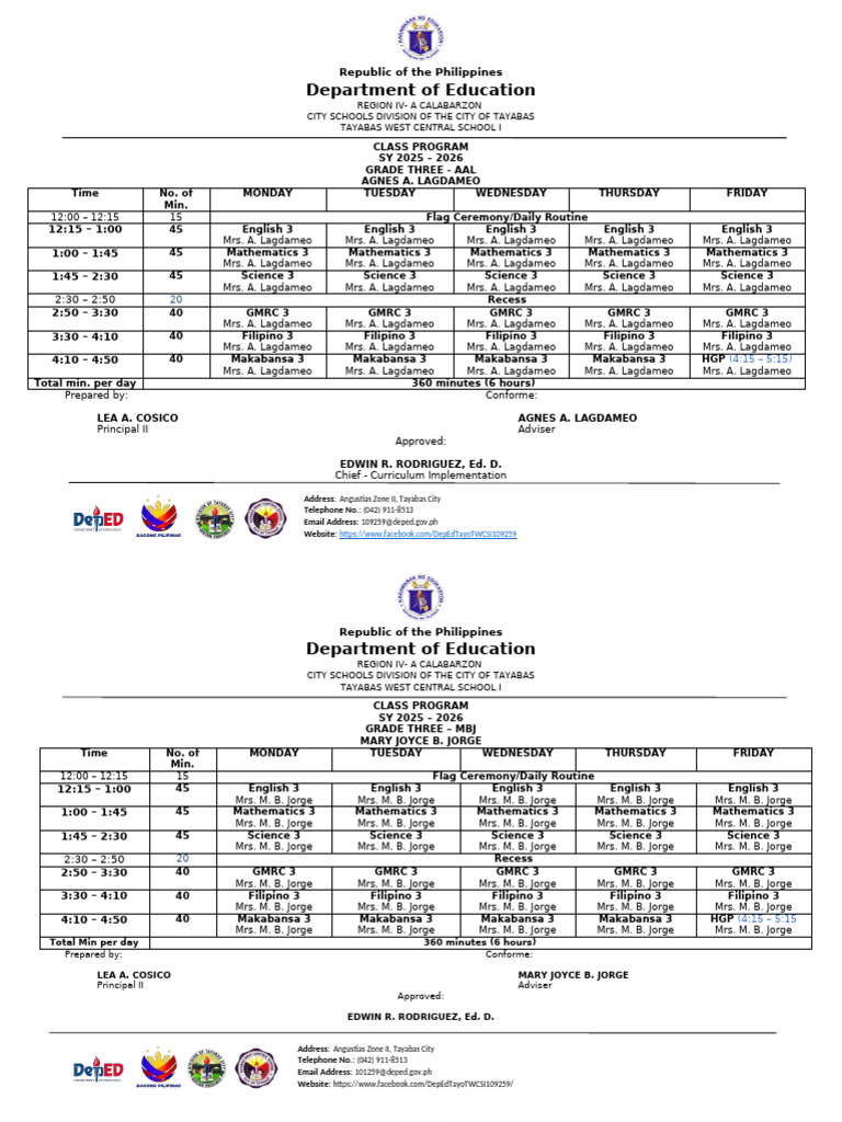 Class Program v3 Afternoon. FINAL | PDF | Philippines