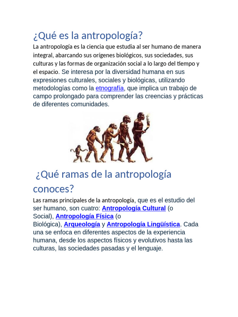 Introducción a la Antropología Humana | PDF | Antropología | Etnografía