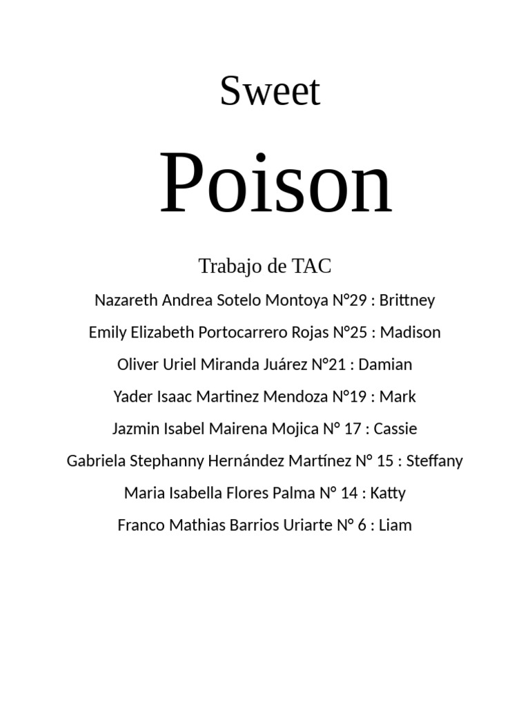Sweet Poison | PDF