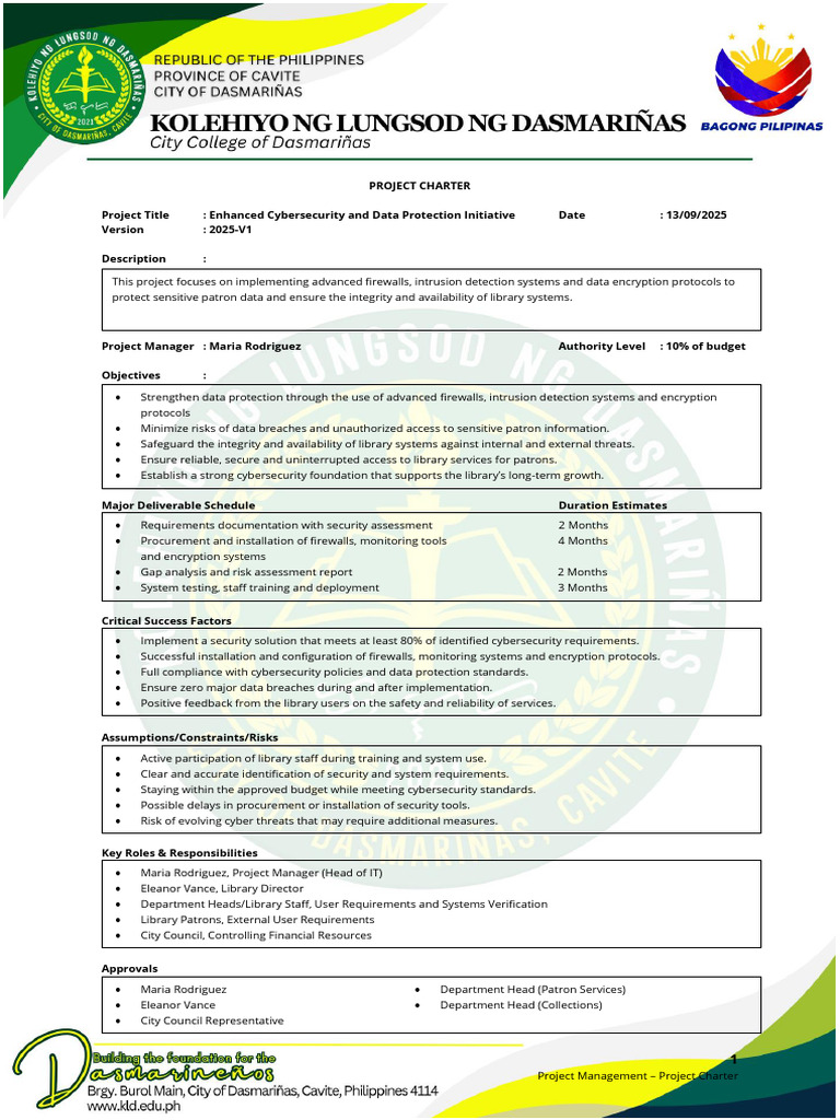 Enhanced Cybersecurity Project Charter | PDF | Security | Computer Security