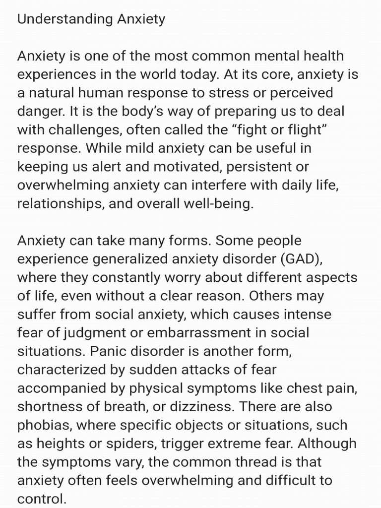Understanding Anxiety | PDF