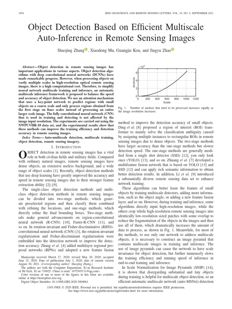 Object Detection Based on Efficient Multiscale Auto-Inference in Remote Sensing Images | PDF ...