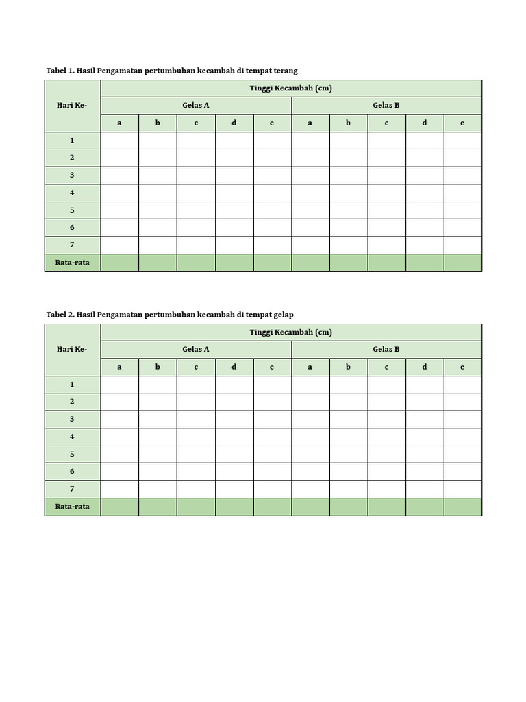 Tabel Pengamatan - Sheet1 | PDF