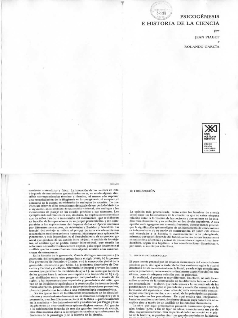 Piaget, Jean. Psicogénesis e Historia de La Ciencia | PDF