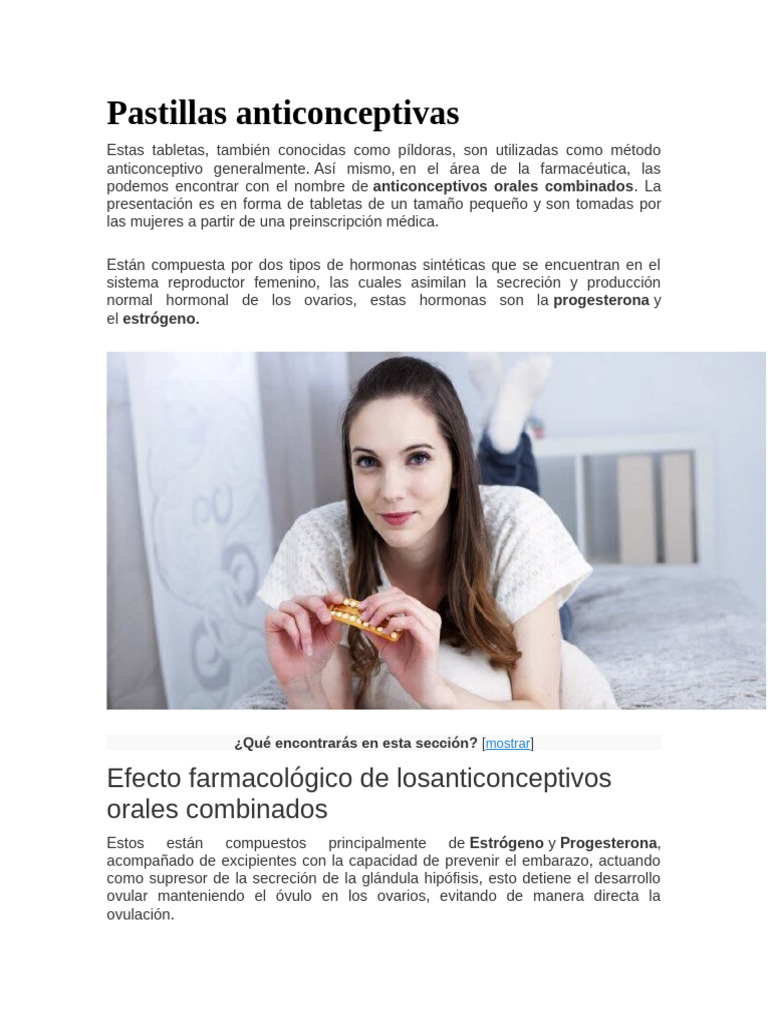 Pastillas Anticonceptivas | PDF | Control de la natalidad | Píldora ...