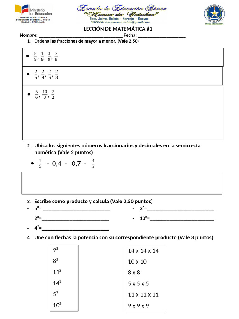 Lección de Matemática #1 | PDF