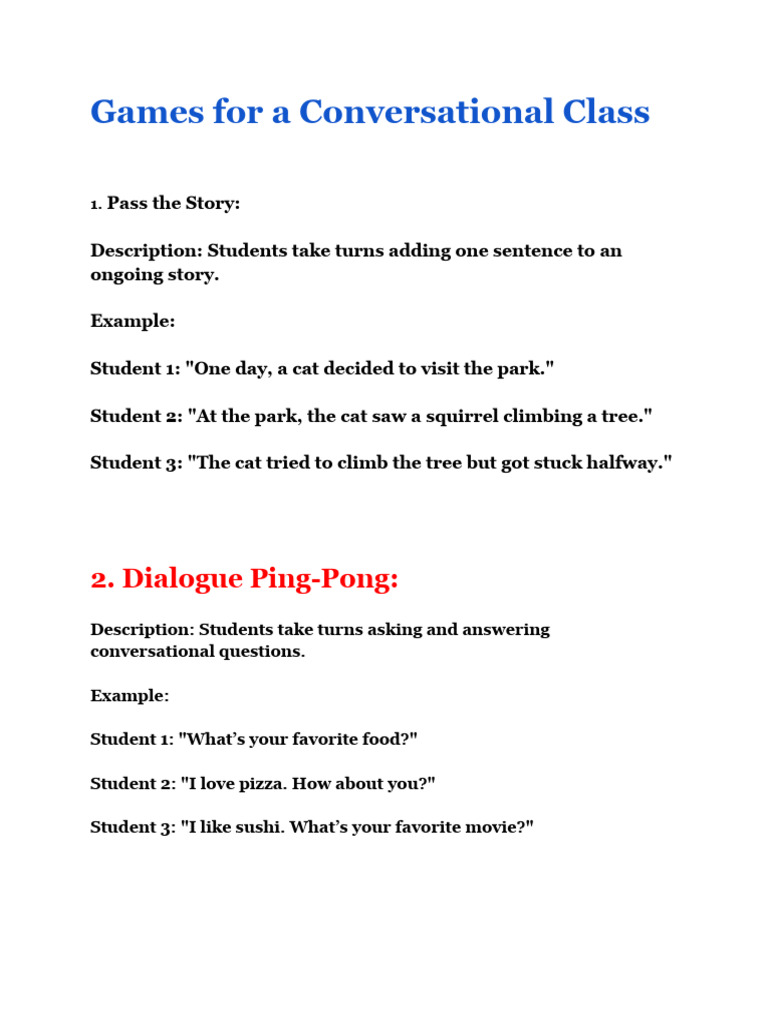 Engaging Games for Conversational English | PDF | Fluency | Learning
