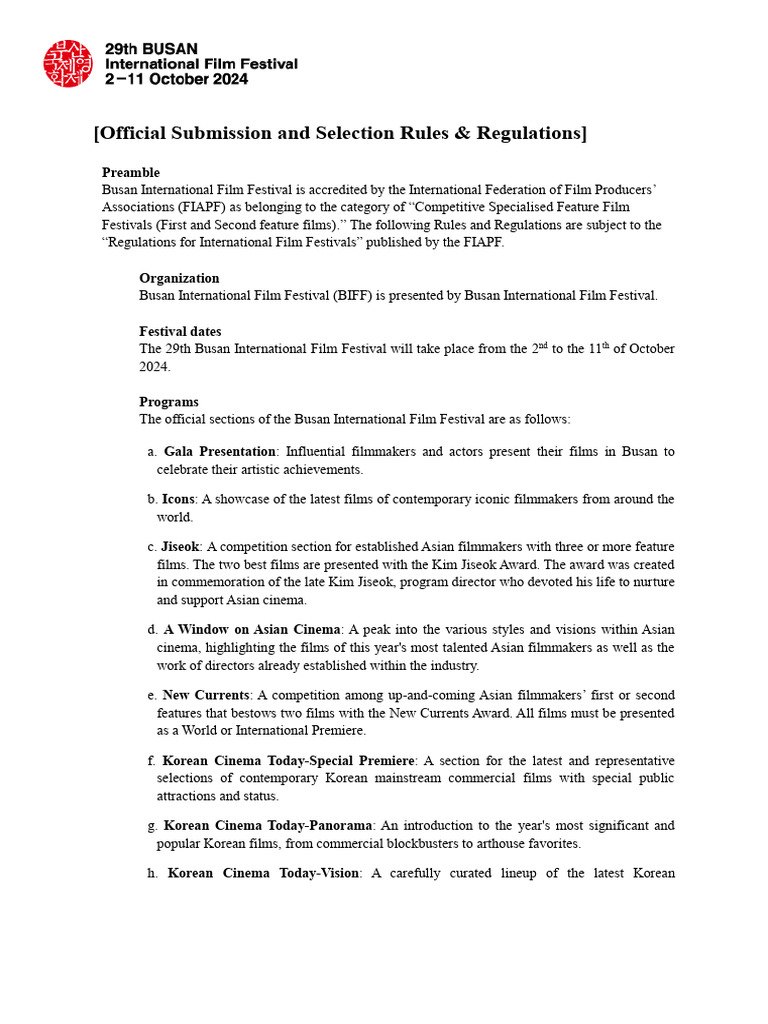 Busan Film Festival Submission Guide | PDF