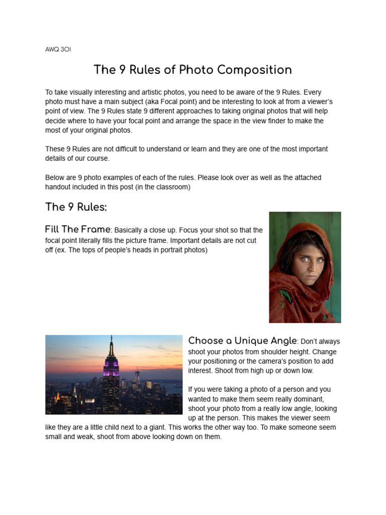 Photo Composition Rules | PDF