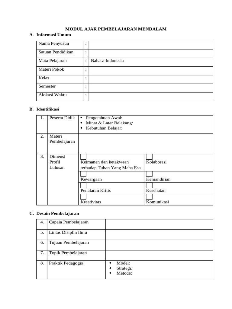 Template Modul - Bina | PDF