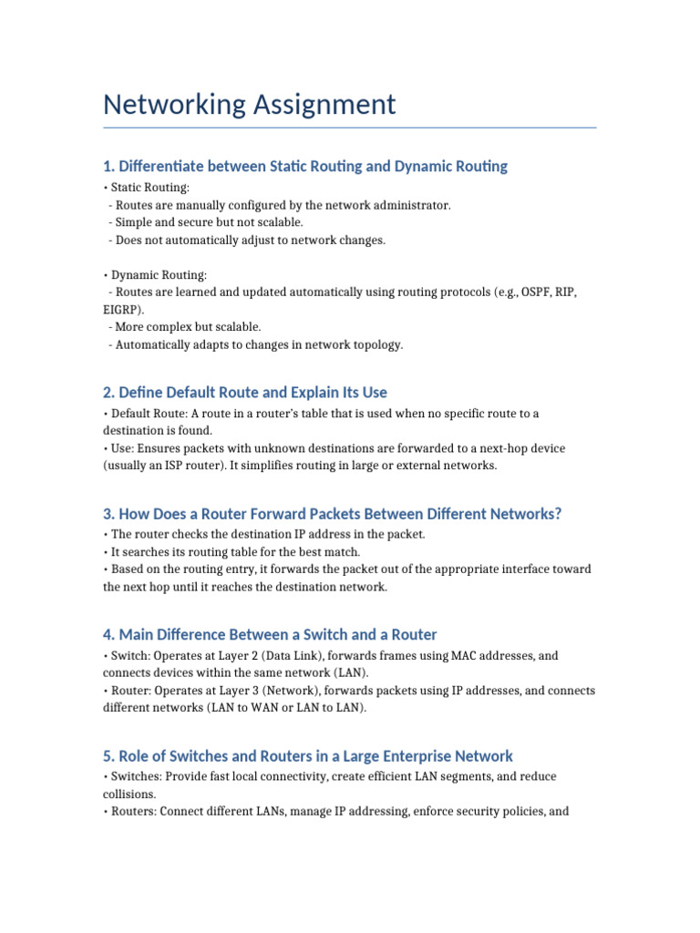 Networking Assignment | PDF | Computer Network | Routing