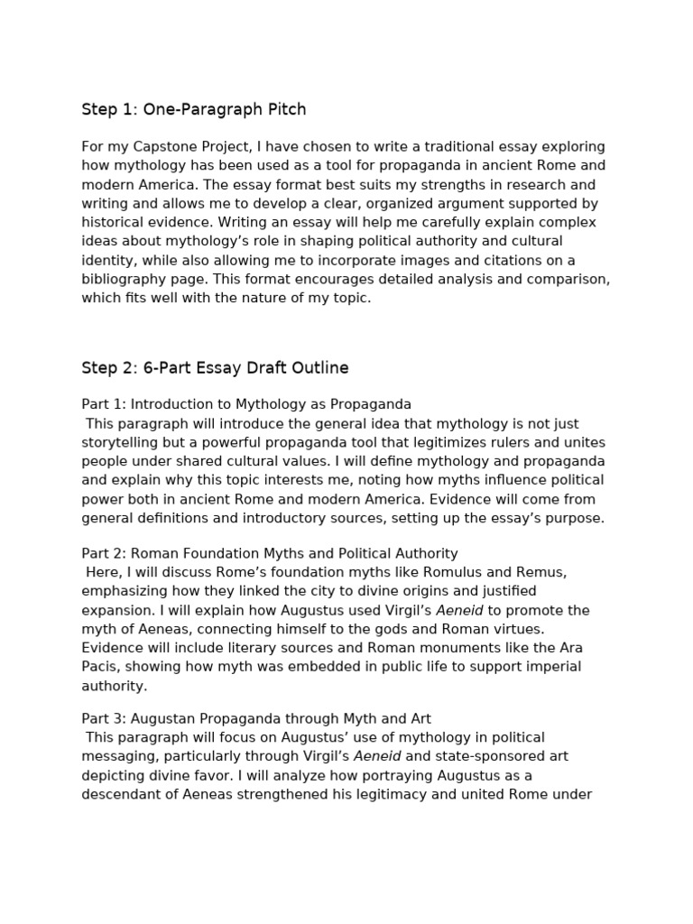 Step 1 One-Paragraph Pitch (For Essay Format) | PDF