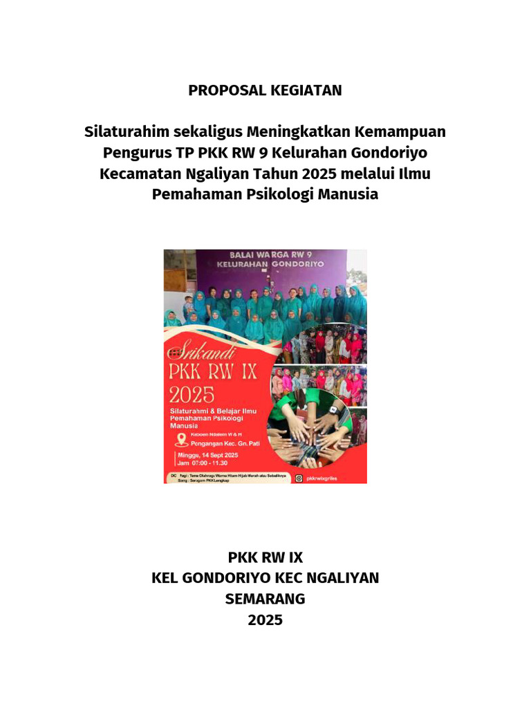Silaturahim dan Pelatihan PKK Gondoriyo | PDF
