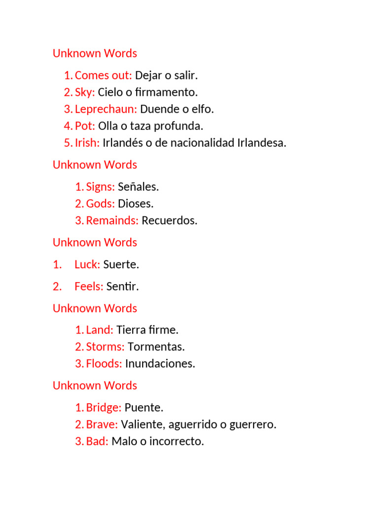 Unknown Words | PDF