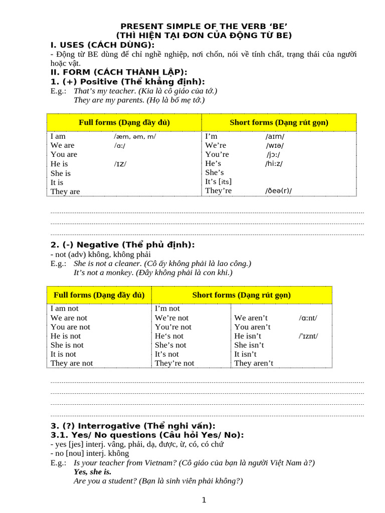 Present Simple of BE | PDF