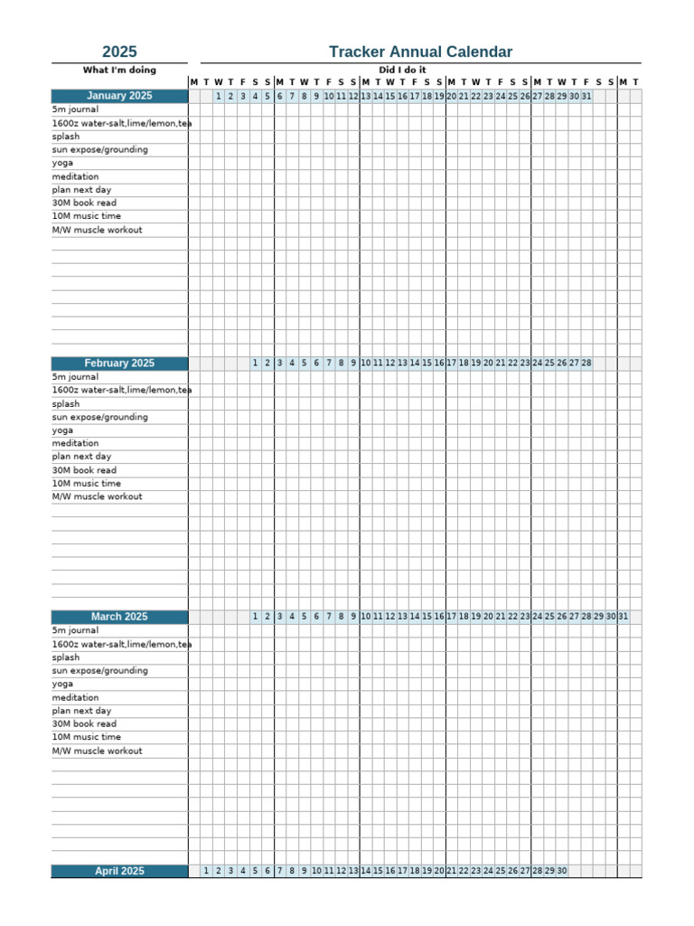 2025 Annual Tracker Calendar | PDF