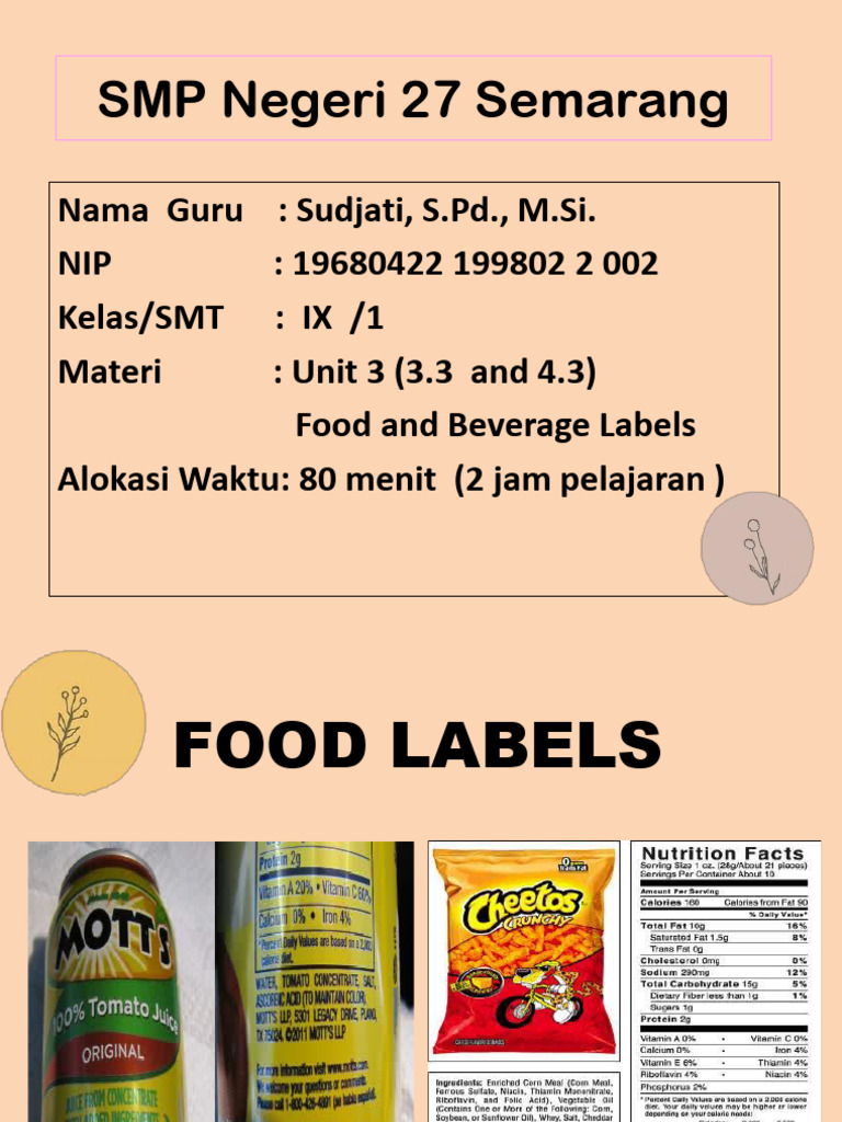 Understanding Food and Beverage Labels | PDF | Fat | Nutrients