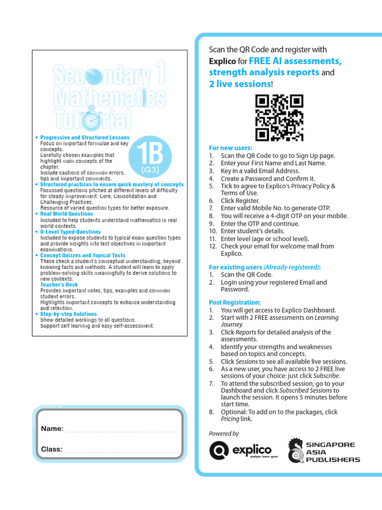 Secondary 1 Mathematics Tutorial 1B (G3) - Sample Pages | PDF | Area ...