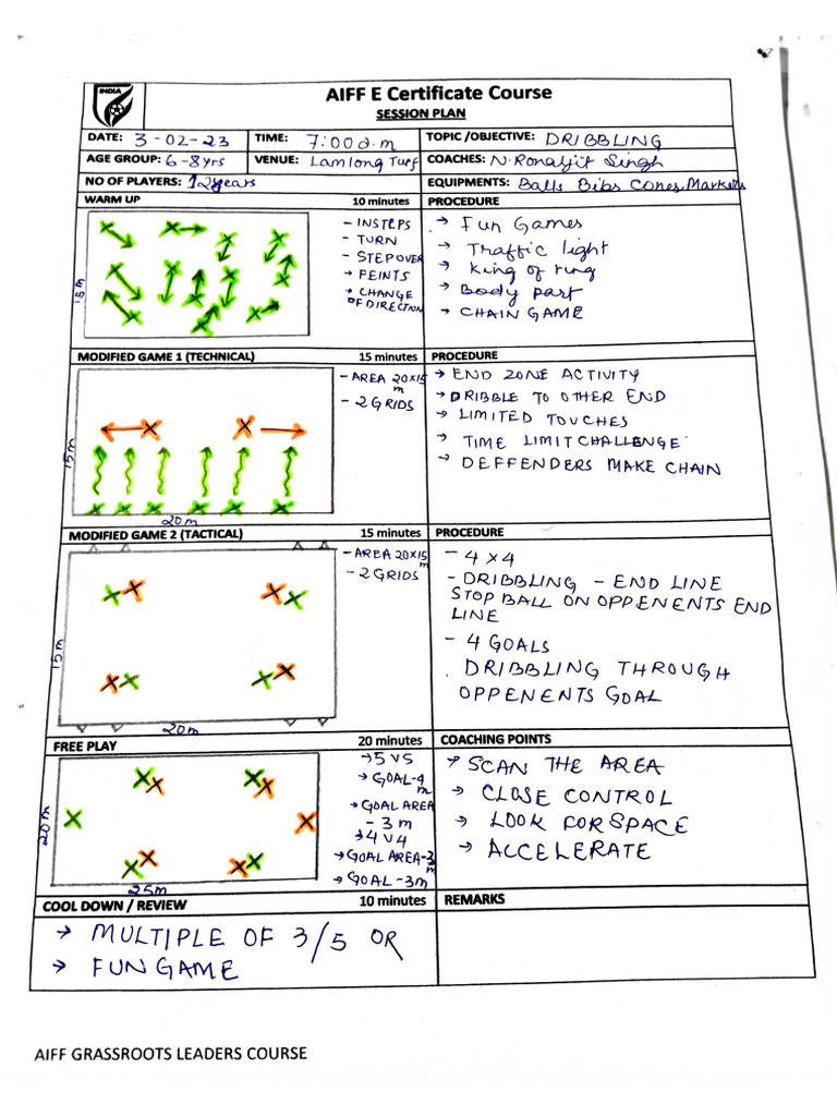 1st Session Plan .. DRIBBLING | PDF