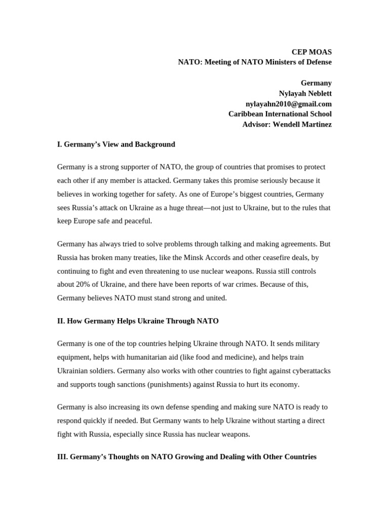 Germany Position Paper CEP MOAS 2025 | PDF | Nato | Ukraine