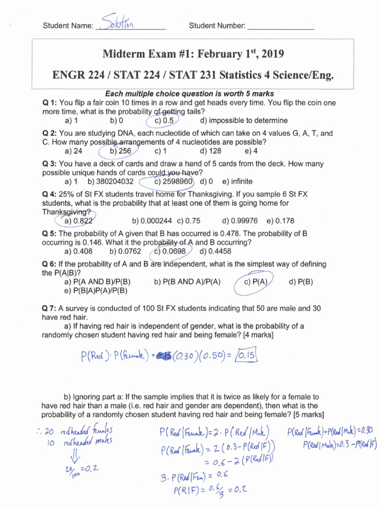 Midterm 1 Solution | PDF