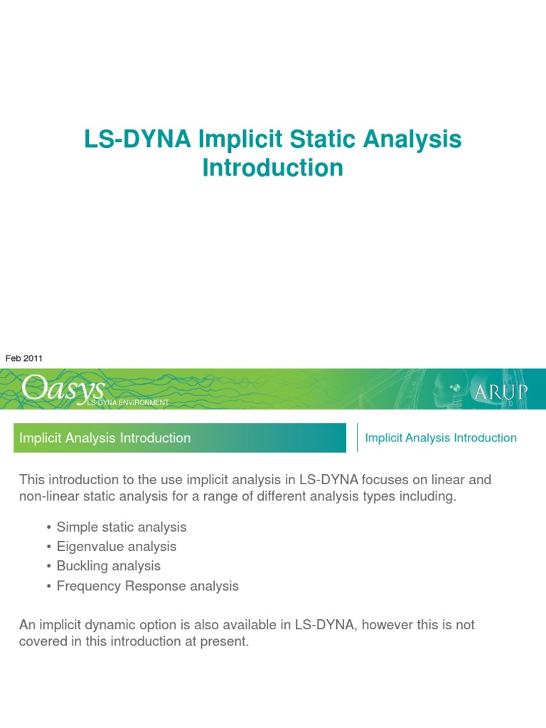 Implicit Analysis Intro 02-2011 | PDF | Buckling | System Of Linear ...