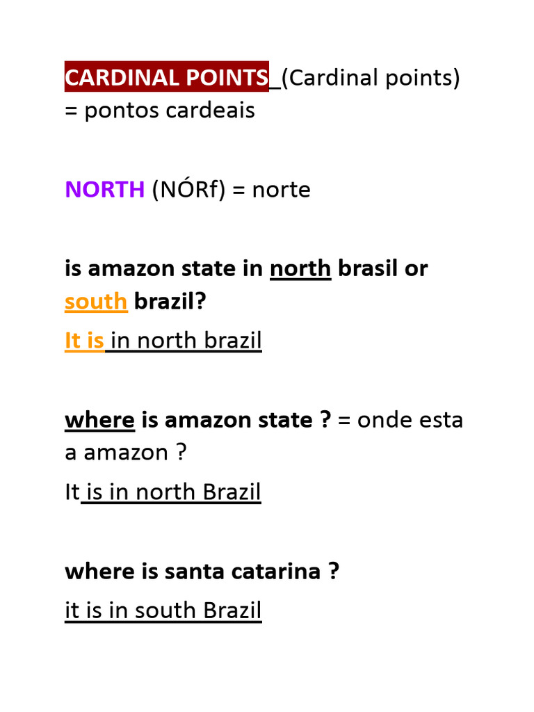 Understanding Brazil's Cardinal Points | PDF