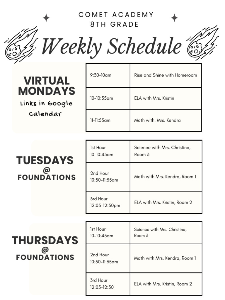 8th Grade Schedule | PDF