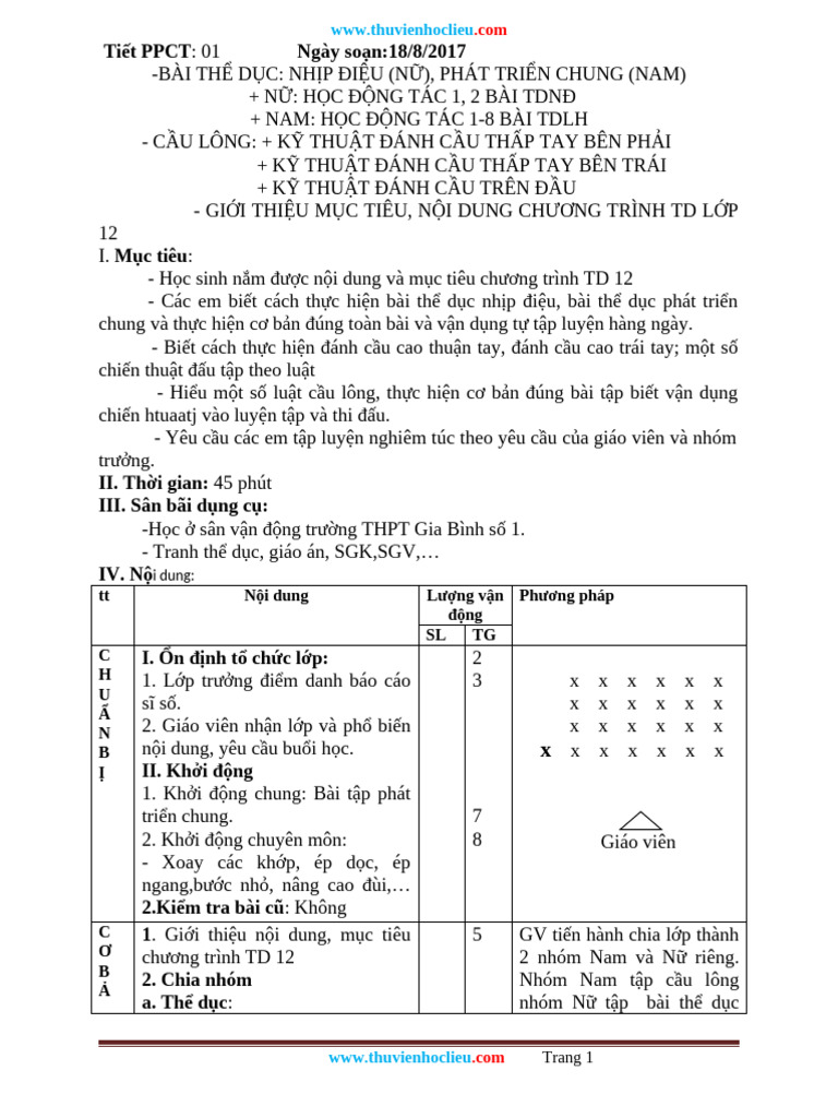 GA TD Lop 12 CA Nam | PDF