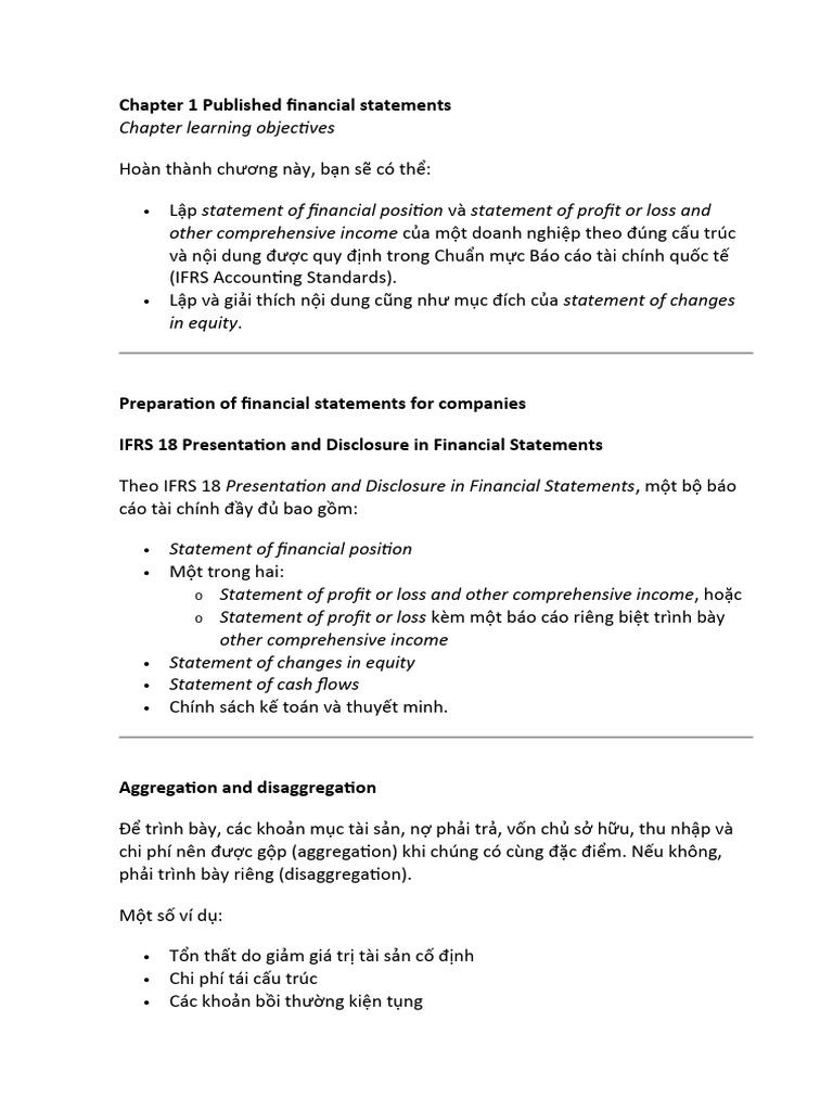 Chapter 1 Published Financial Statements | PDF