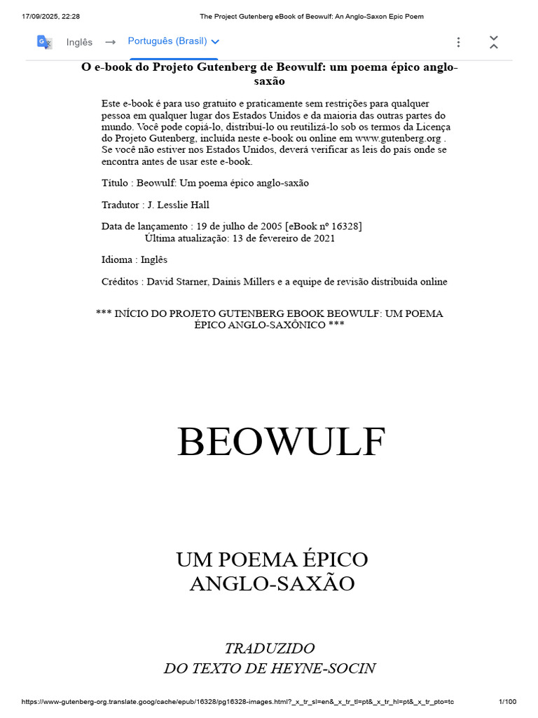 The Project Gutenberg Ebook of Beowulf - An Anglo-Saxon Epic Poem | PDF ...