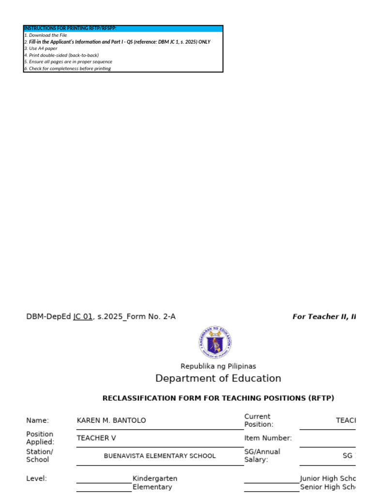 DO 24 20225 Reclass Forms Checklist Omnibus RFTP RFSPP | PDF ...