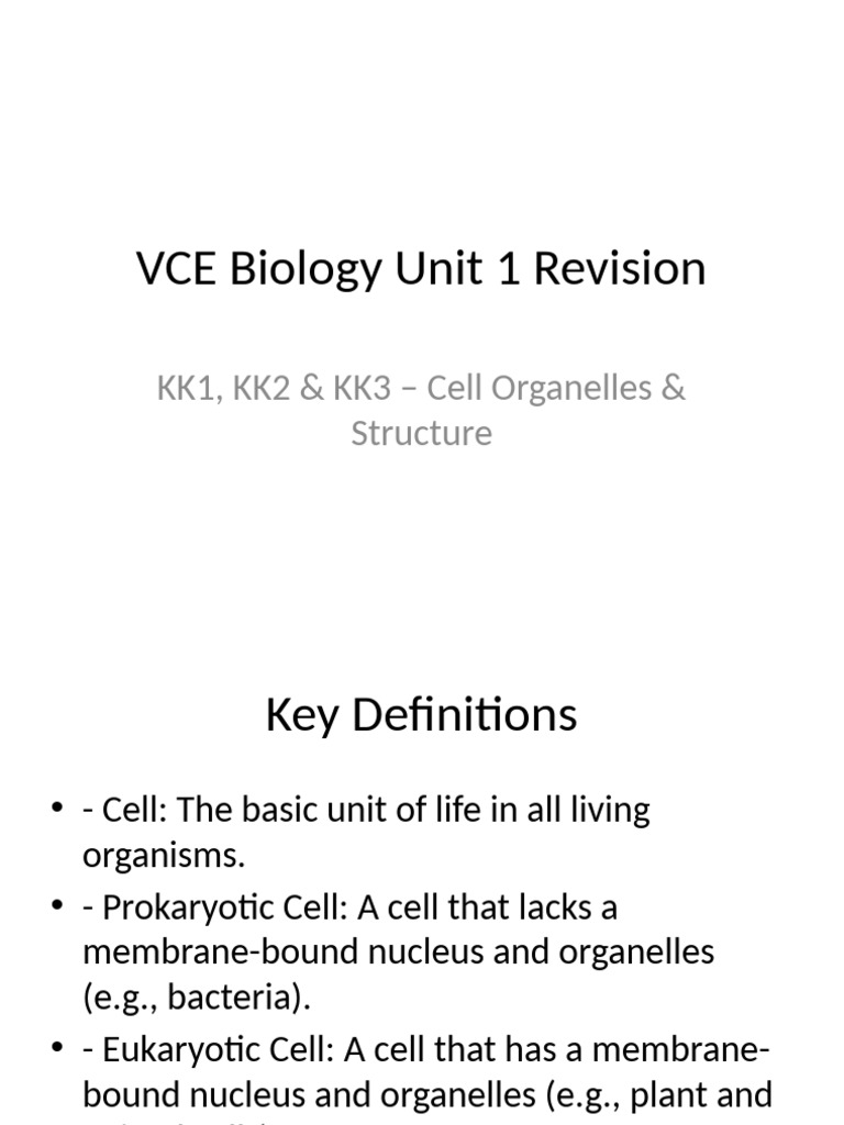 VCE Biology Revision KK1-3 Cells | PDF