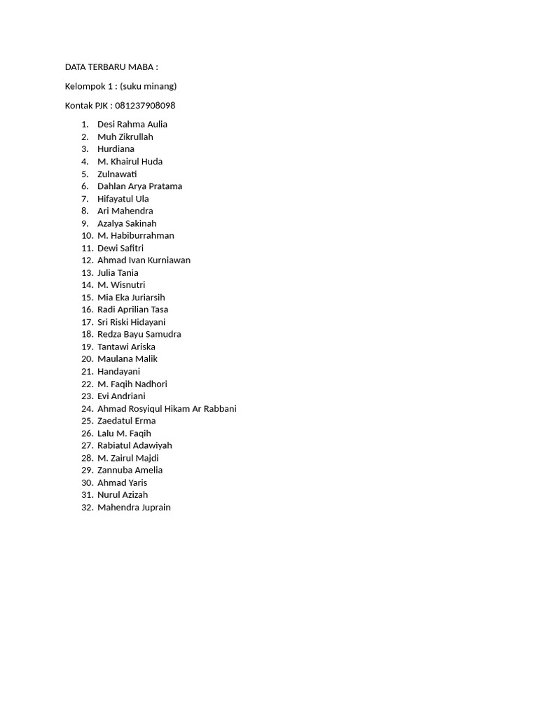 Data Terbaru Maba TH 2025 | PDF