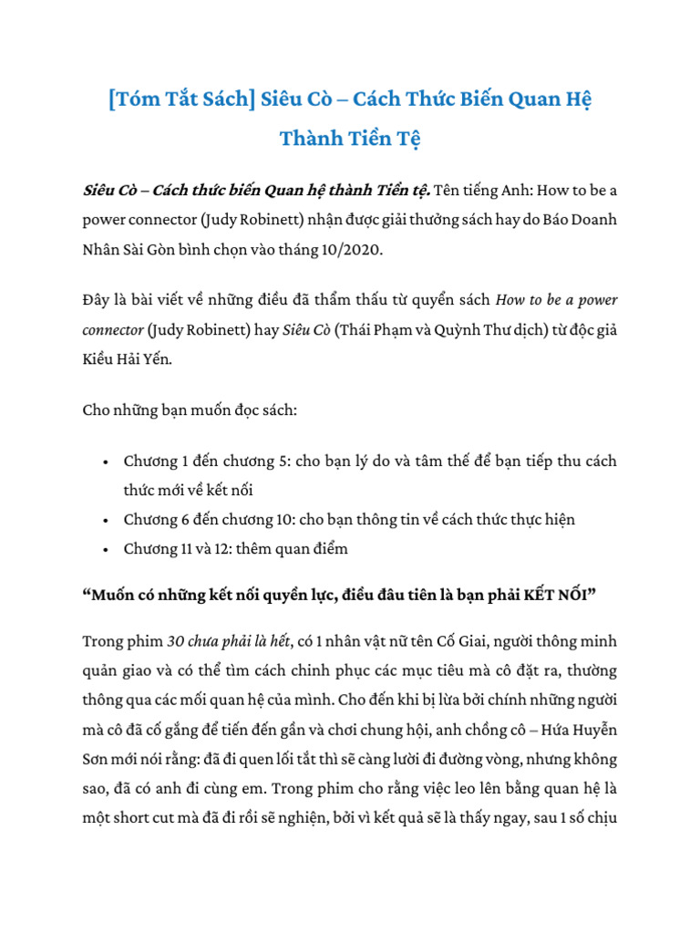 Sieu Co Cach Thuc Bien Quan He Thanh Tien Te Judy Robinett PDF | PDF