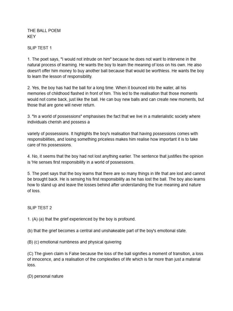 Understanding Loss in The Ball Poem | PDF