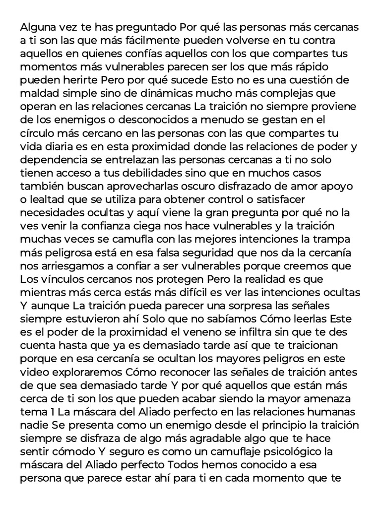 Señales de traición en relaciones cercanas | PDF
