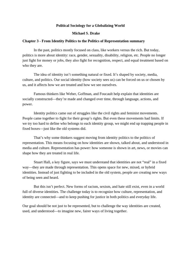 Identity Politics vs. Representation Politics | PDF