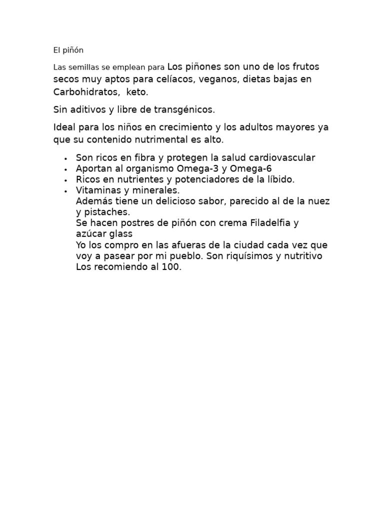 Beneficios del Piñón Rosa | PDF