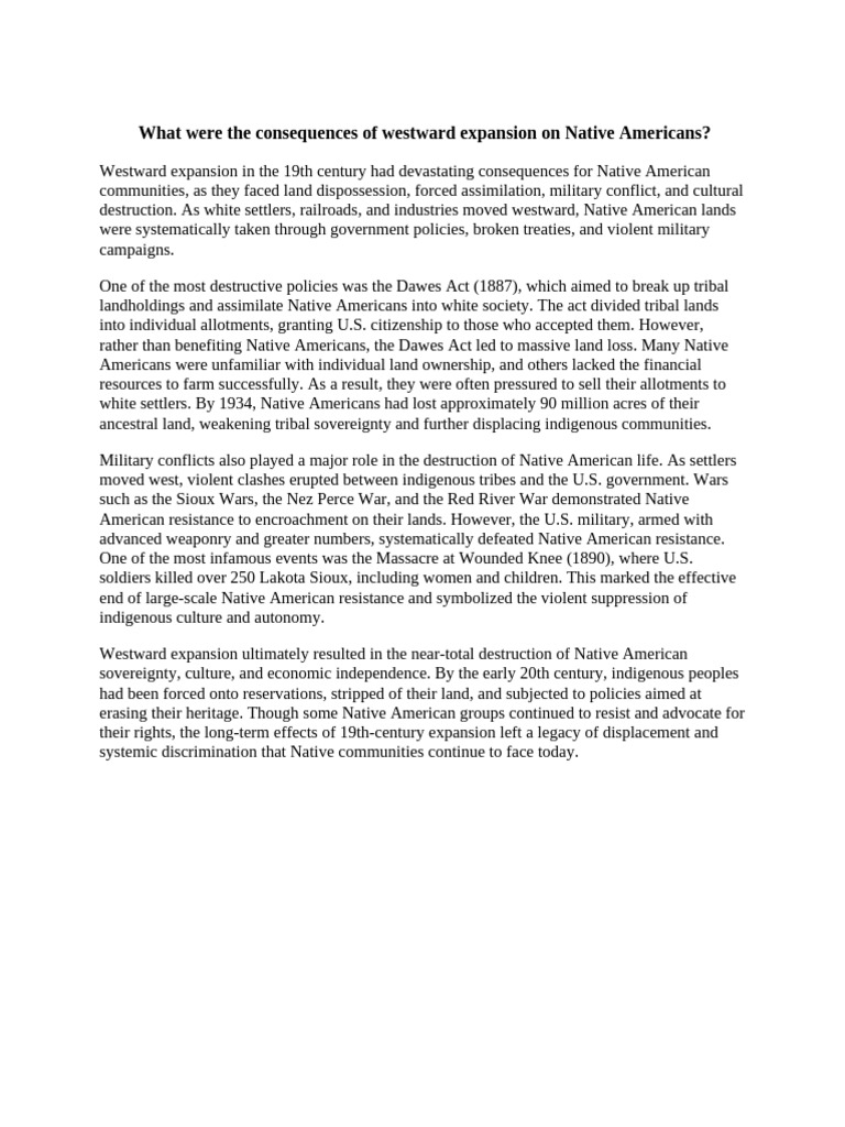 What Were The Consequences of Westward Expansion On Native Americans ...