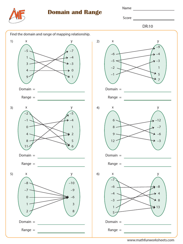 Domain and Range Mapping Exercises | PDF