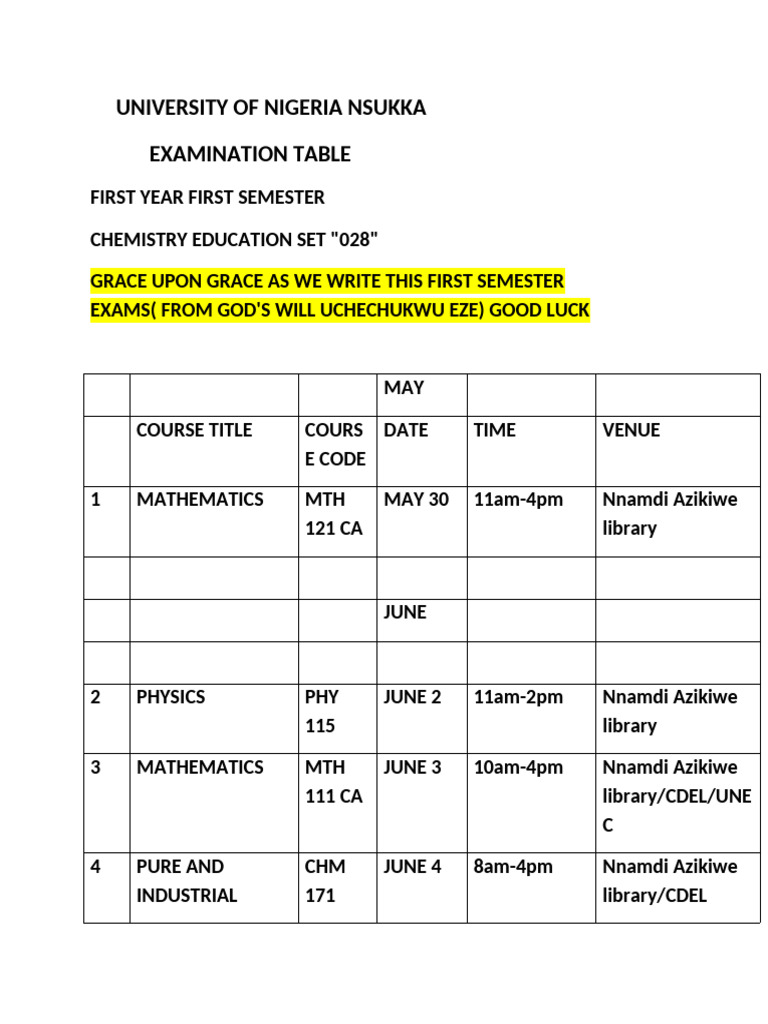 Chem Edu Time Table New | PDF