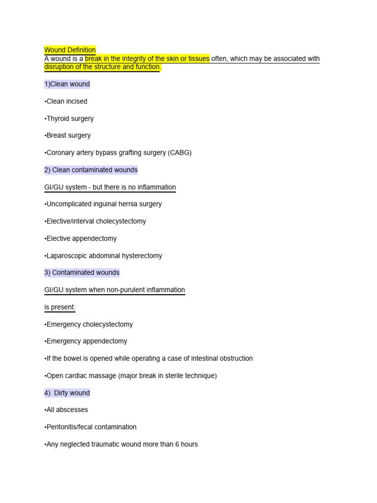 Comprehensive Guide to Wound Types and Healing | PDF | Wound | Wound ...