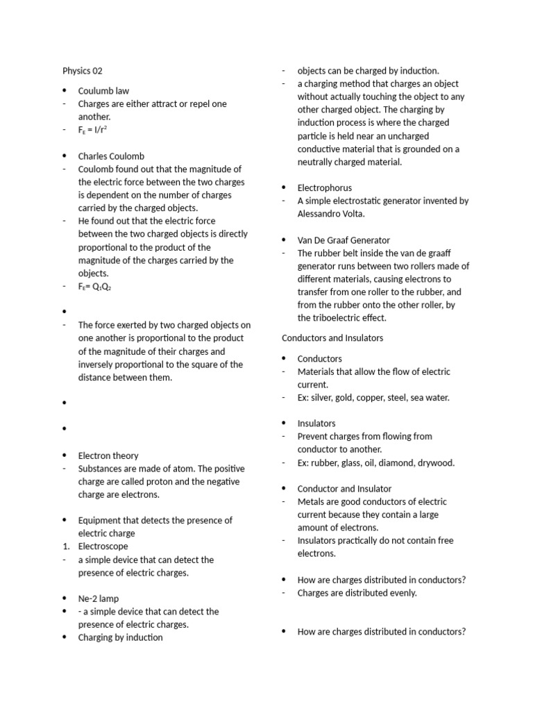 Physics 02 | PDF | Electric Charge | Electron