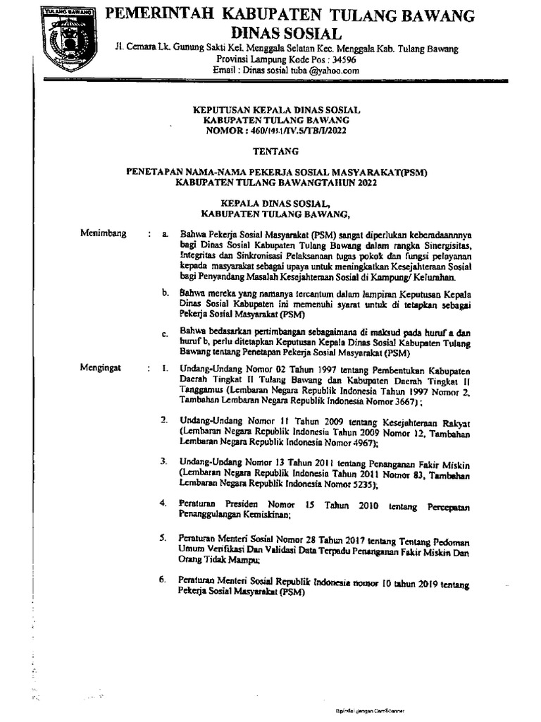 SK PSM 2022 Dinsos | PDF