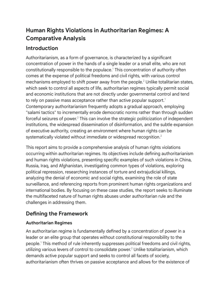 Human Rights Abuses in Authoritarian Regimes | PDF | Authoritarianism ...