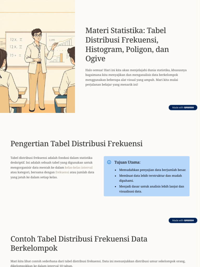 Materi Statistika Tabel Distribusi Frekuensi Histogram Poligon Dan ...