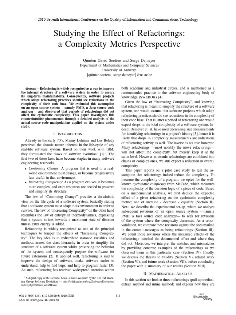 Impact of Refactoring on Code Complexity | PDF | Computer Programming ...