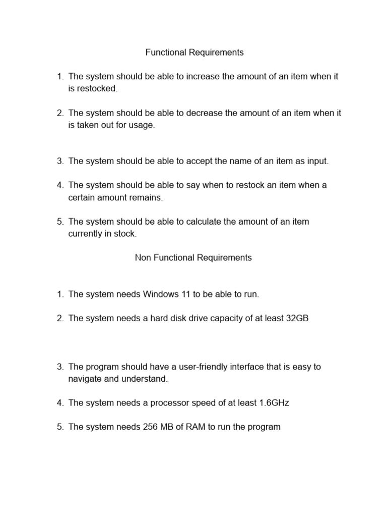 Functional and Non-Functional Requirements | PDF