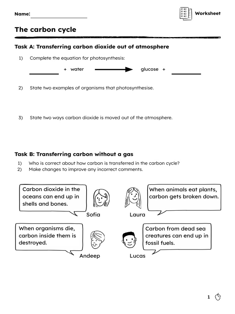 Understanding the Carbon Cycle Worksheet | PDF | Carbon Cycle | Carbon ...